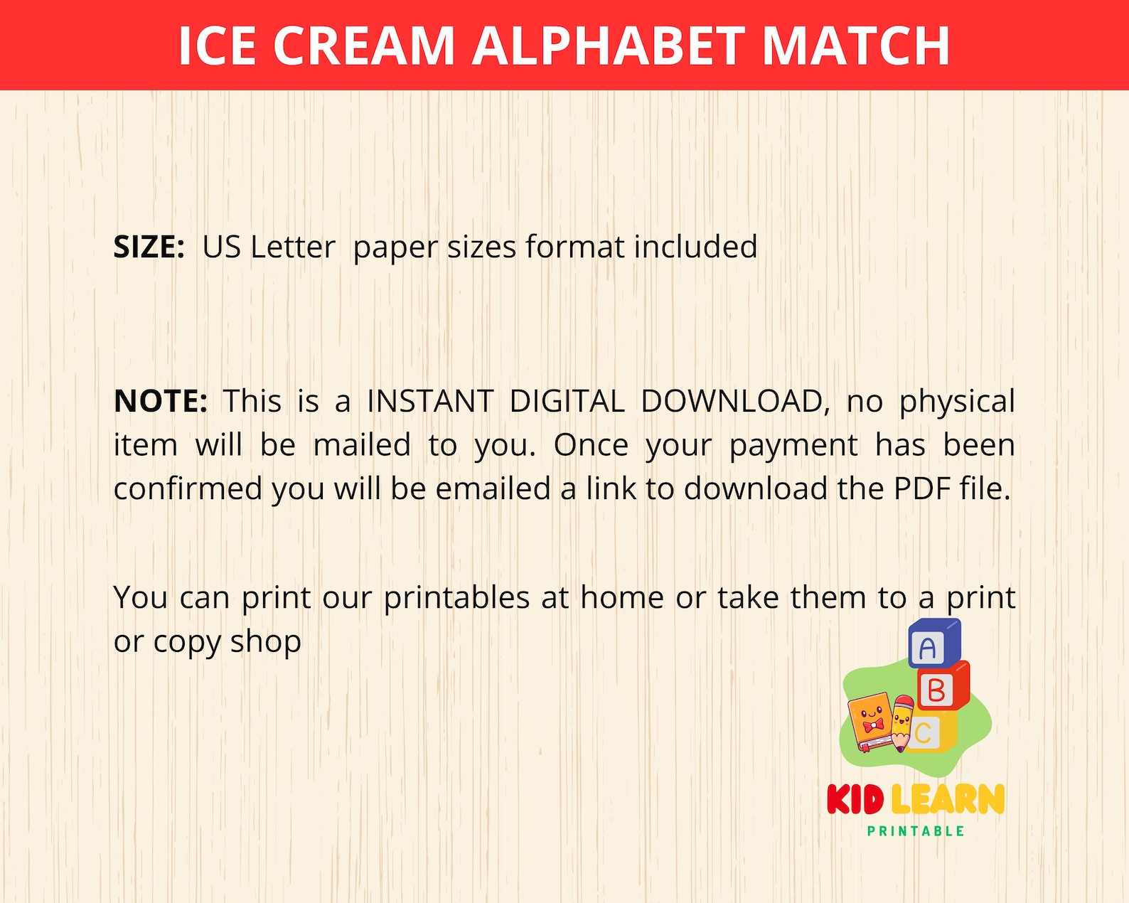Ice Cream Alphabet Match,preschool Letters,alphabet Matching Game ...