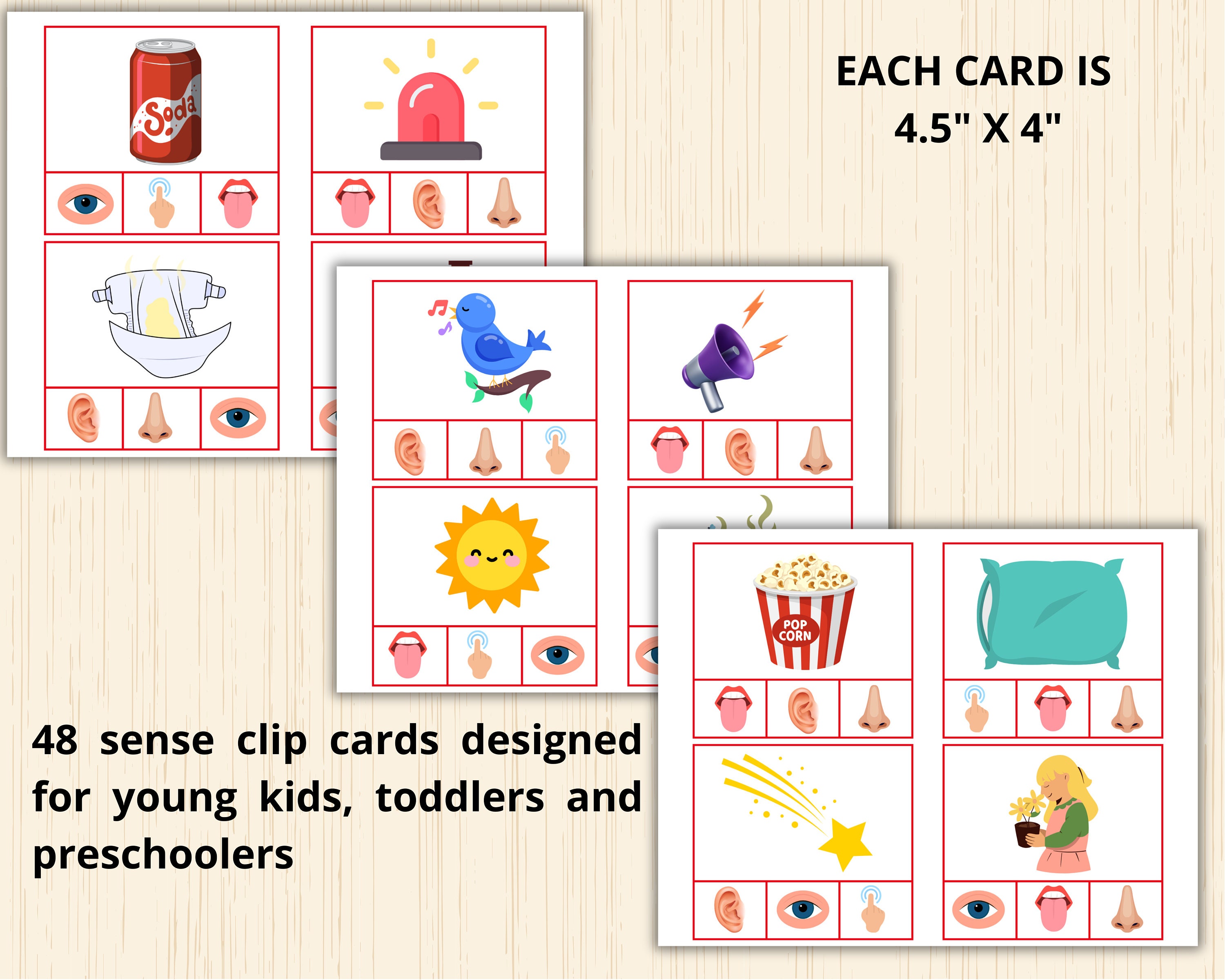 5 Senses Clip Cards, Five Senses Sorting Activity Game, Sort and Match ...