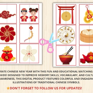 Chinese New Year Matching Game,matching Activity for Kids,lunar New ...