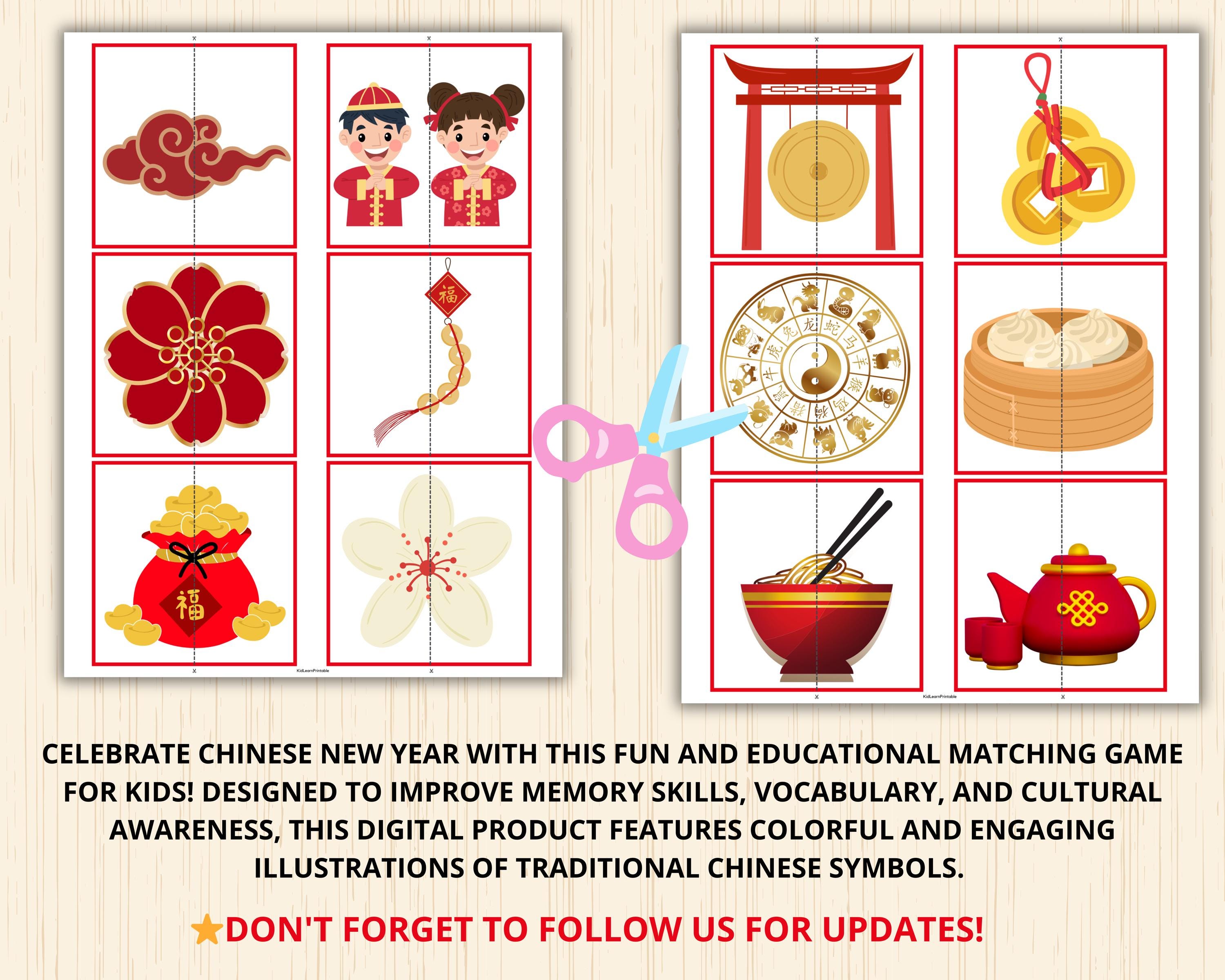 Chinese New Year Matching Game,matching Activity for Kids,lunar New ...