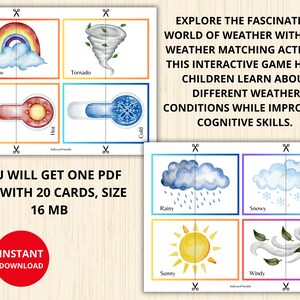 Weather Matching Game,weather Activity,weather Montessori, Preschool ...