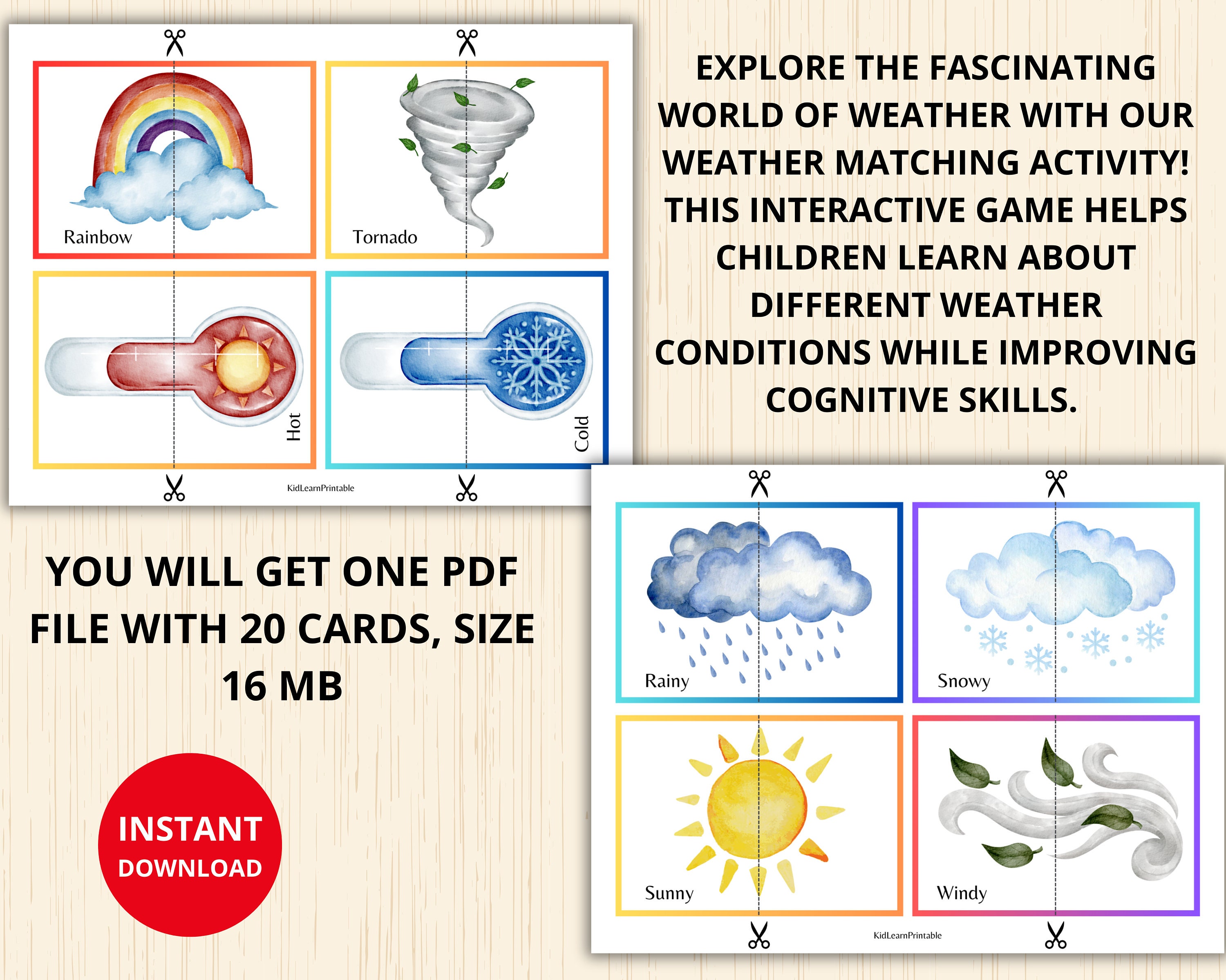 Weather Matching Game,weather Activity,weather Montessori, Preschool ...