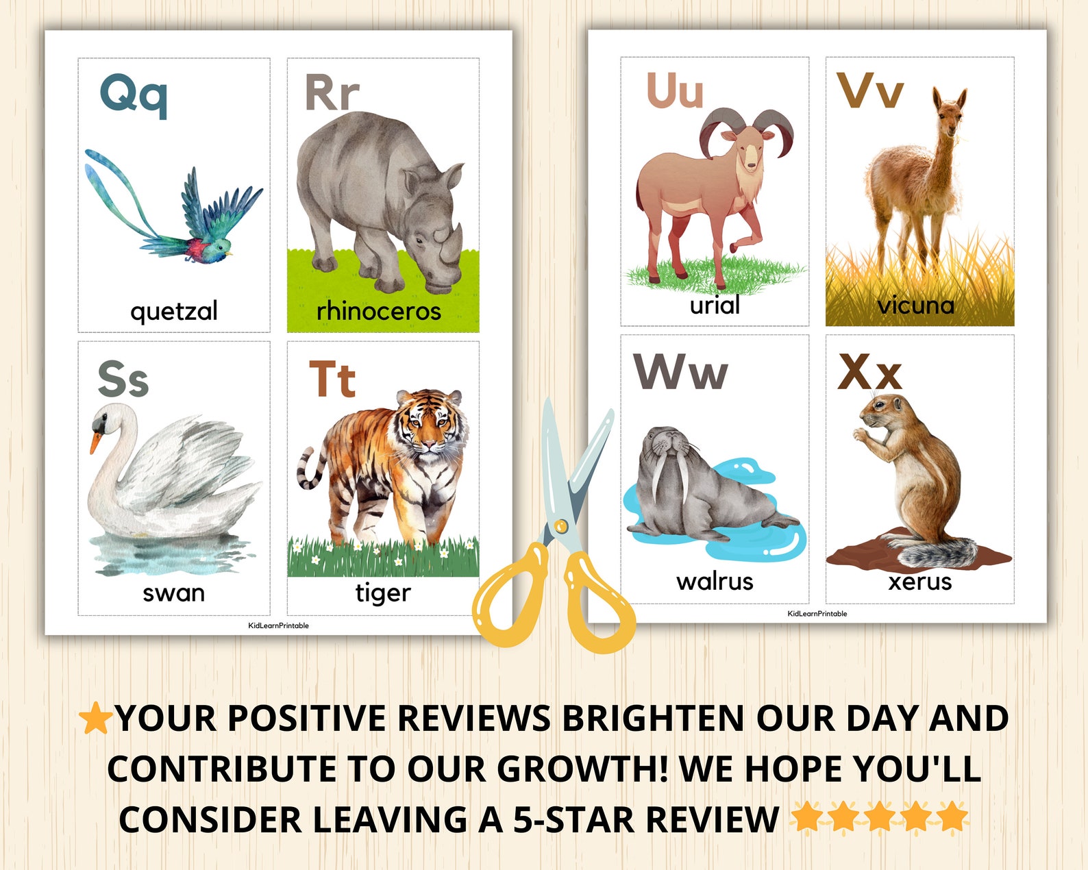 Zoo Animal Alphabet Cards,animals Flashcards,animals Montessori,safari ...