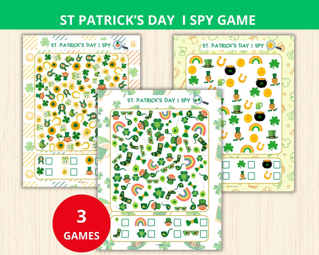 St Patricks Day I Spy,kindergarten Math Activity,counting Worksheet ...