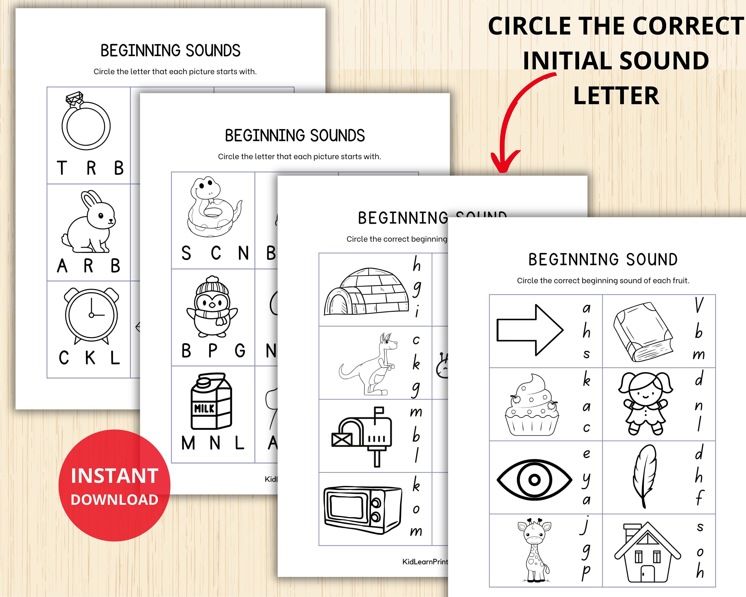 Beginning Sound Worksheet, Initial Sound, Phonics Printable ...