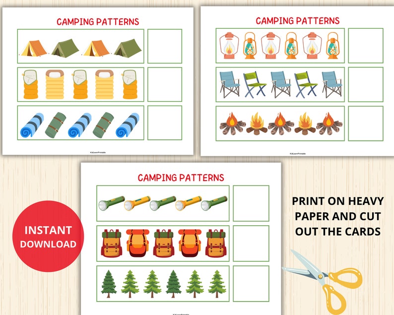 Camping Patterns,what Comes Next,scissors Skills,camping Activities ...