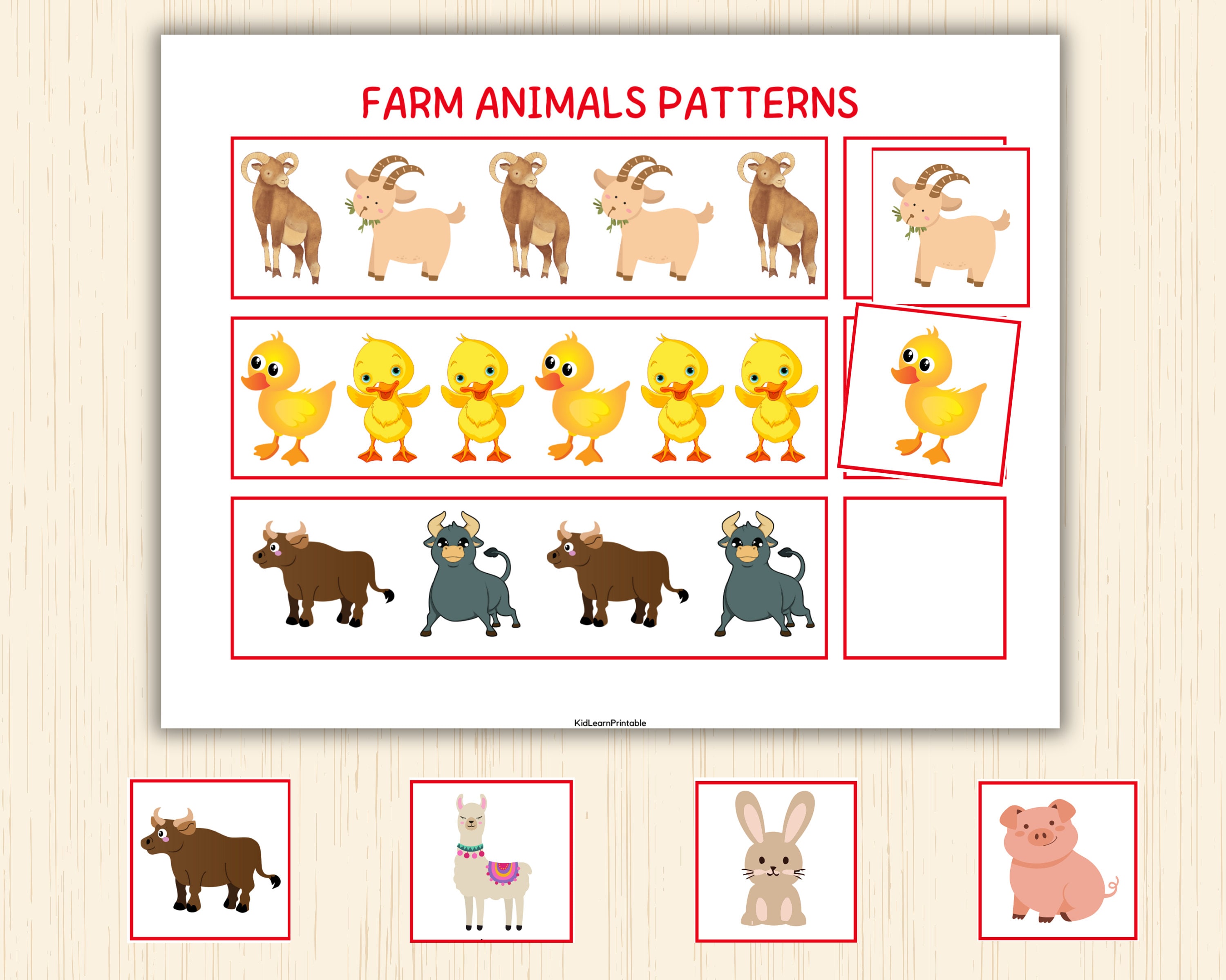 Farm Animals Patterns,what Comes Next,scissors Skill,farm Animals ...