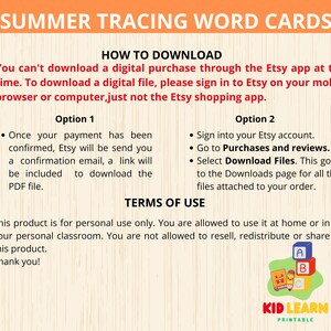 Summer Word Tracing Cards,tracing Cards,summer Montessori,summer ...