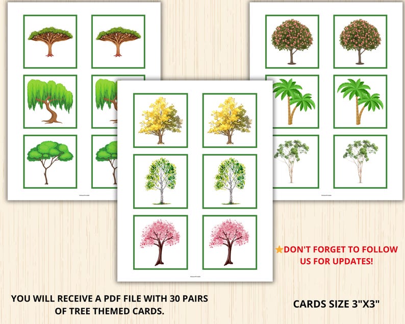 Tree Memory Game,tree Matching Game,tree Unit Study,nature Memory Game ...