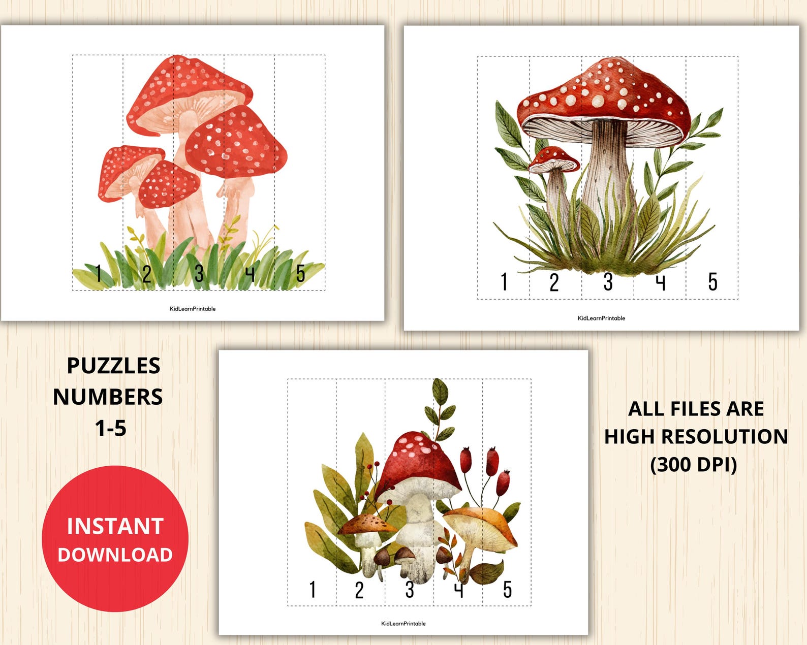 Preschool Autumn,mushroom Puzzle Number Sequence,mushroom Number ...