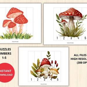 Preschool Autumn,mushroom Puzzle Number Sequence,mushroom Number ...