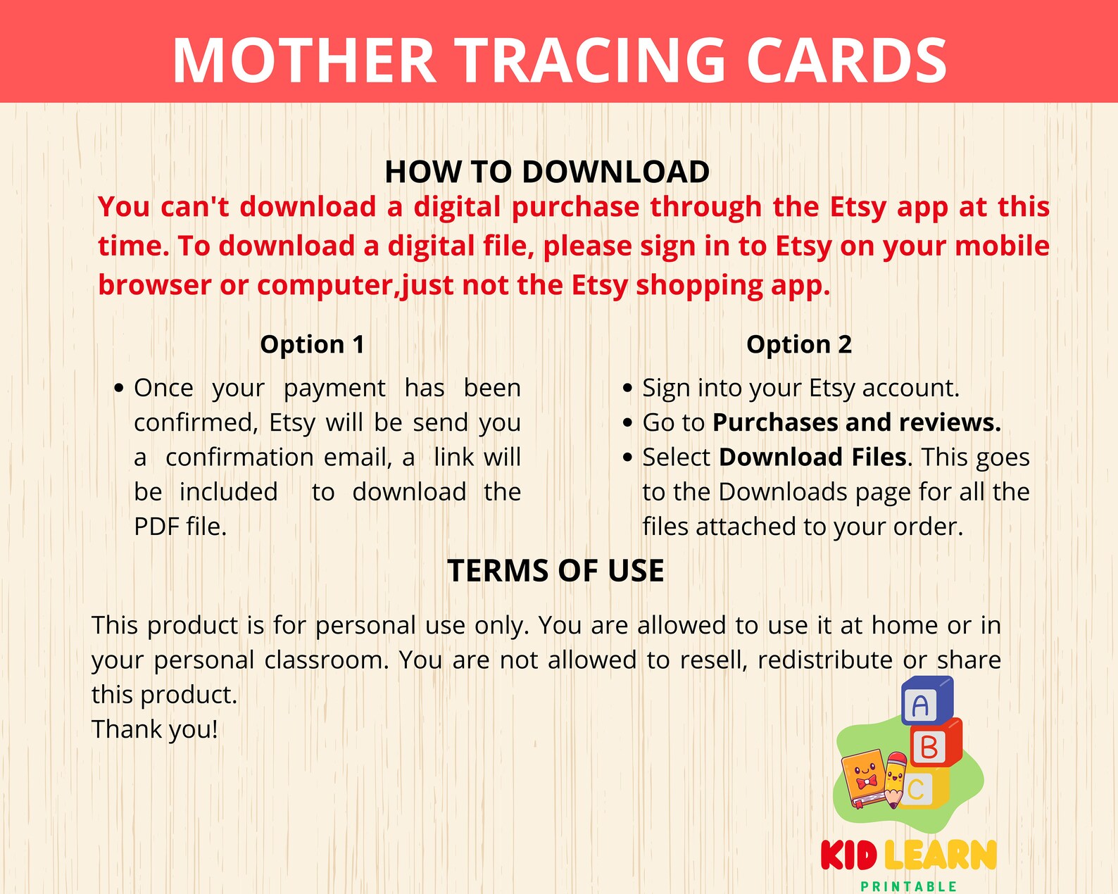 Mother's Day Word Tracing Cards,tracing Cards,mothers Day,mom's Day ...