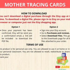 Mother's Day Word Tracing Cards,tracing Cards,mothers Day,mom's Day ...