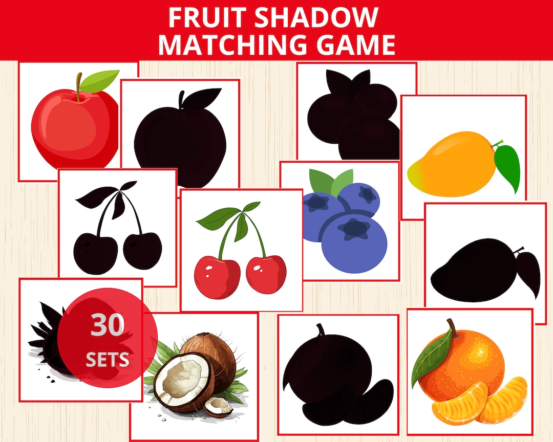 Fruit Shadow Matching Cards, Fruit Montessori, Fruit Flashcards,toddler ...