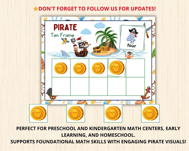Pirate Ten Frame,ten Frame Math Game,number 1-10,pirate Counting ...