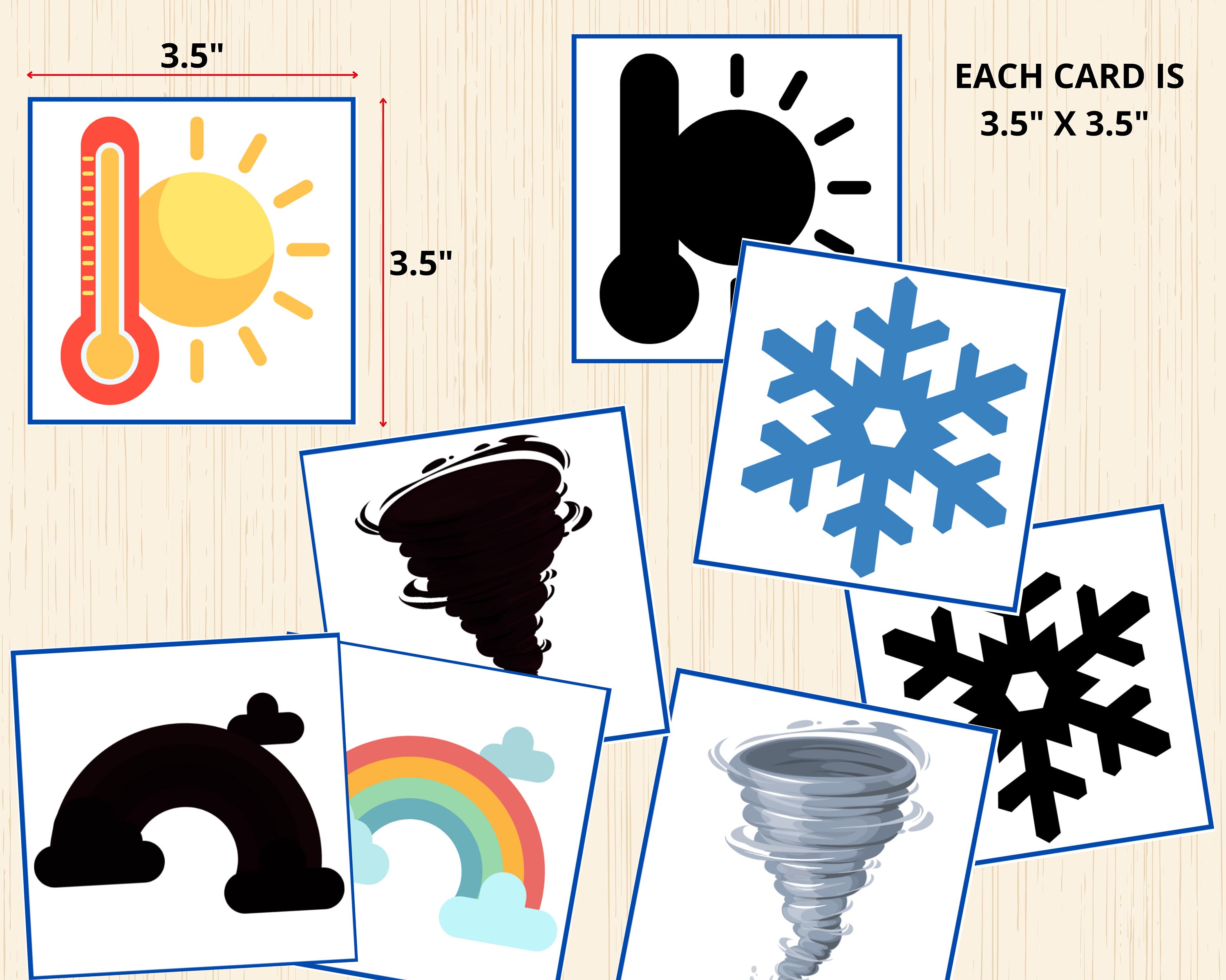 Weather Shadow Matching Cards,weather Montessori Toddler, Weather ...