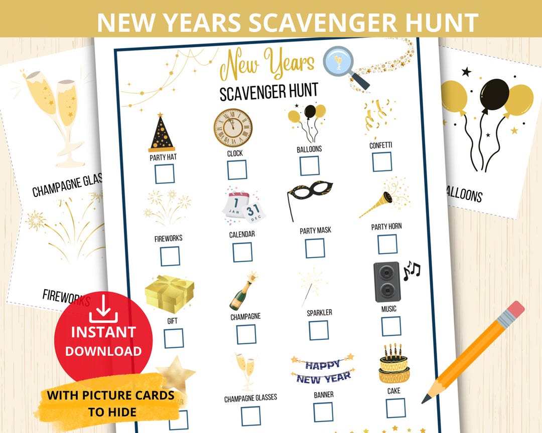 New Year's Eve Scavenger Hunt,new Year Party Game,holiday Indoor ...