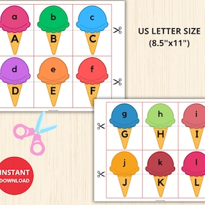 Ice Cream Alphabet Match,preschool Letters,alphabet Matching Game ...