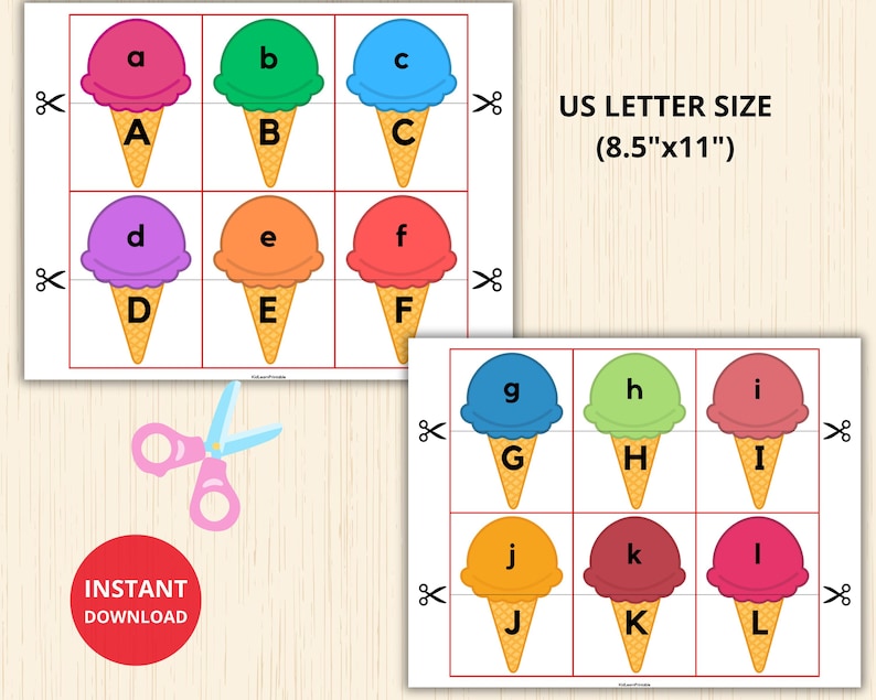 Ice Cream Alphabet Match,preschool Letters,alphabet Matching Game ...