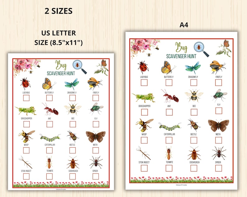 Bug Scavenger Hunt,insect Scavenger Hunt,nature Scavenger Hunt,indoor ...