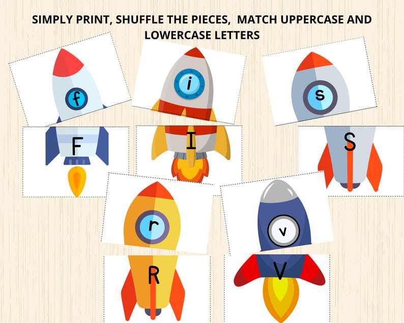 Space Alphabet Matching,alphabet Puzzles,letter Recognition,space ...