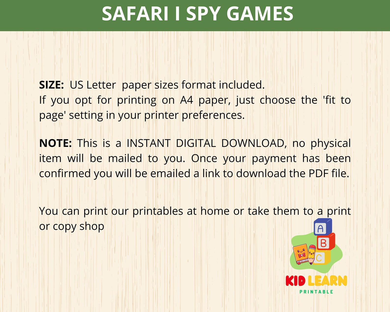 Safari Animal I Spy,counting Activity,look and Find,animals Preschool,i ...