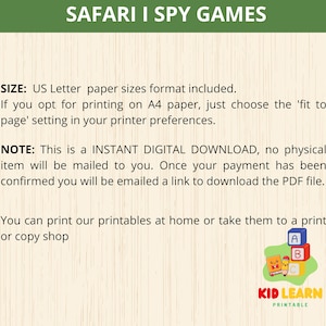 Safari Animal I Spy,counting Activity,look and Find,animals Preschool,i ...