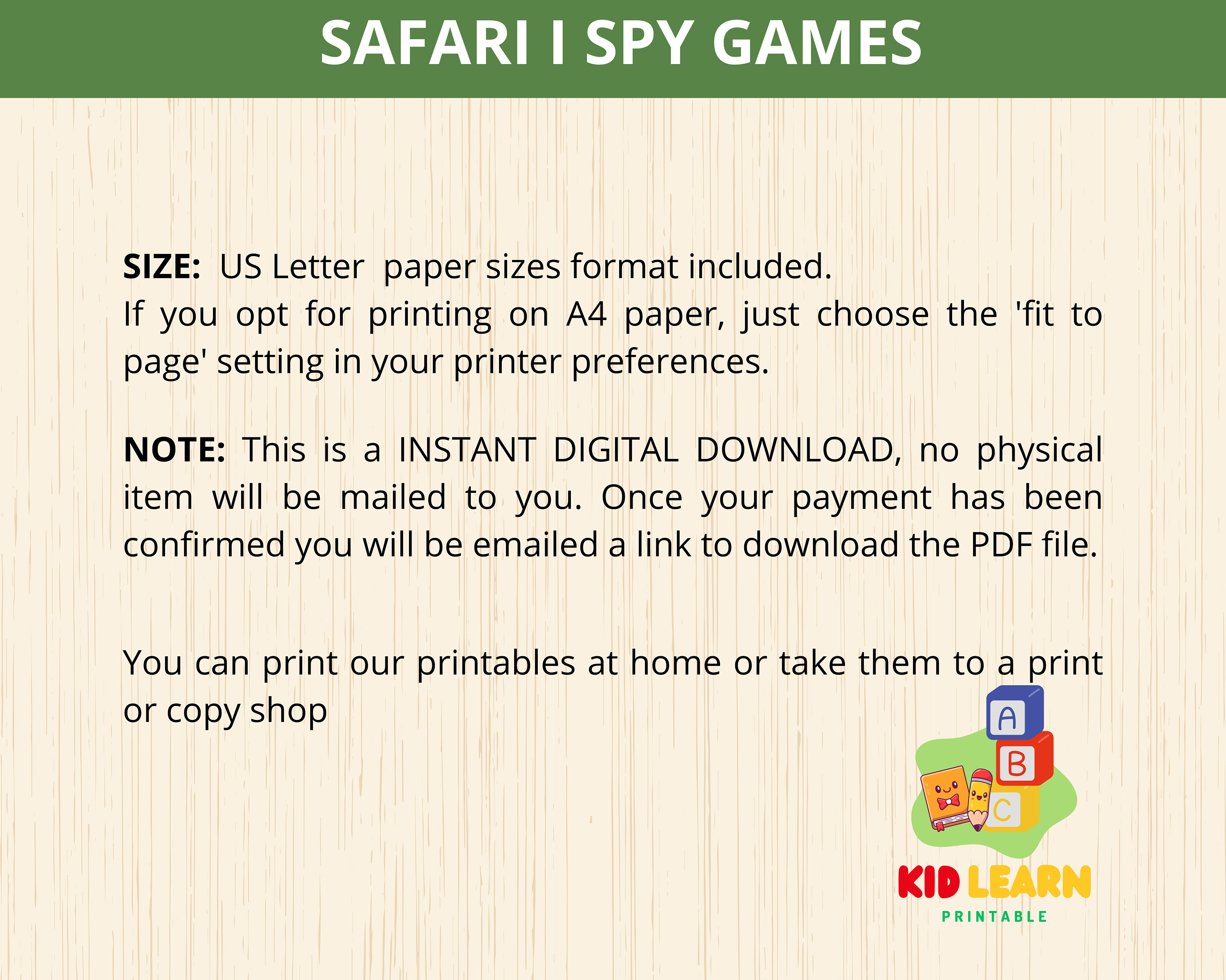 Safari Animal I Spy,counting Activity,look and Find,animals Preschool,i ...