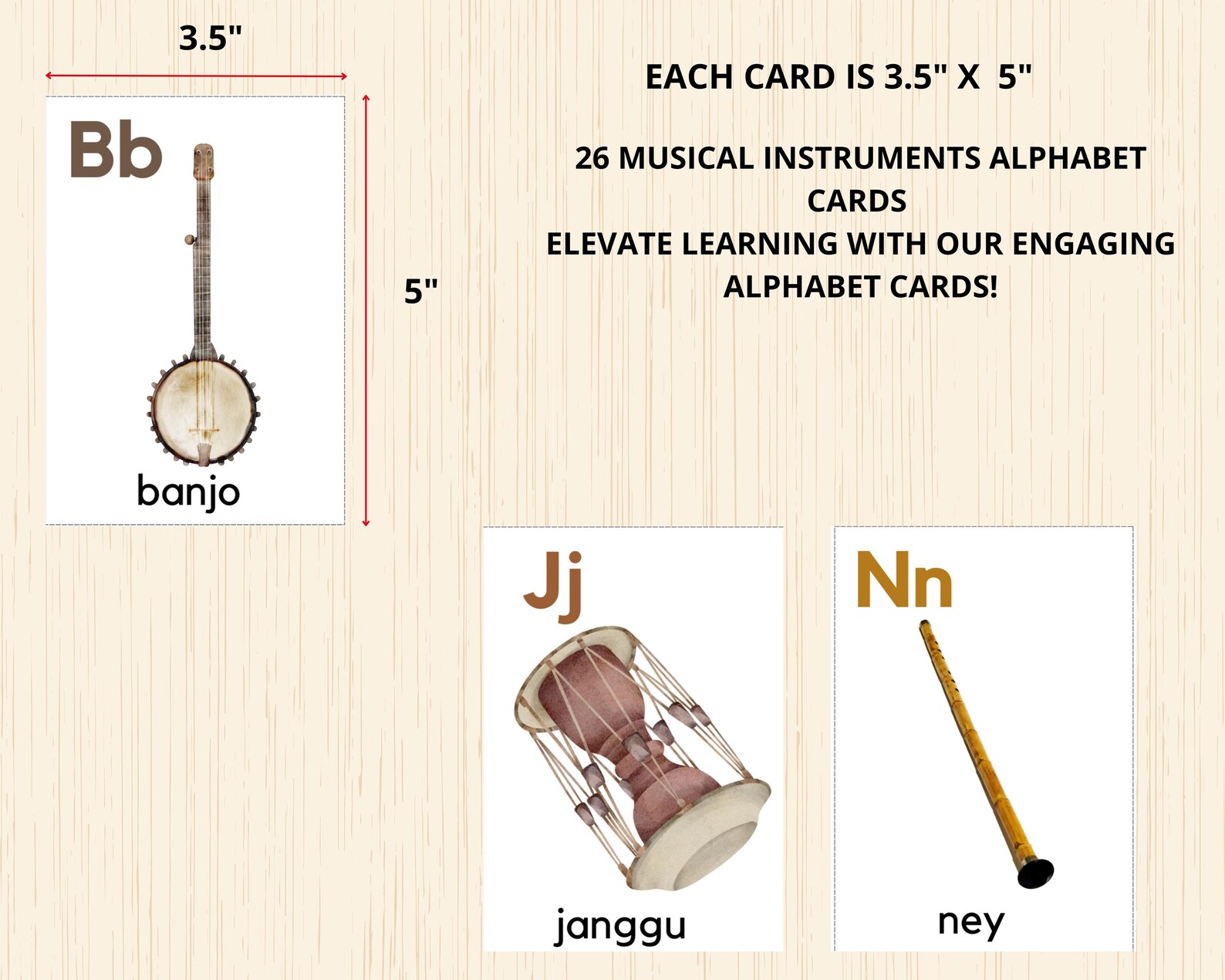 Musical Instruments Alphabet Cards,music Instruments Flashcards,music ...