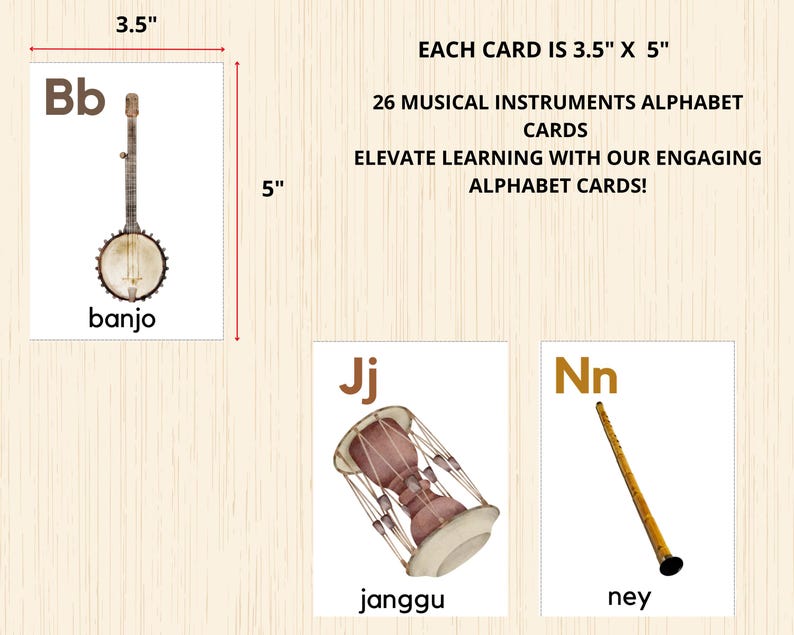 Musical Instruments Alphabet Cards,music Instruments Flashcards,music ...