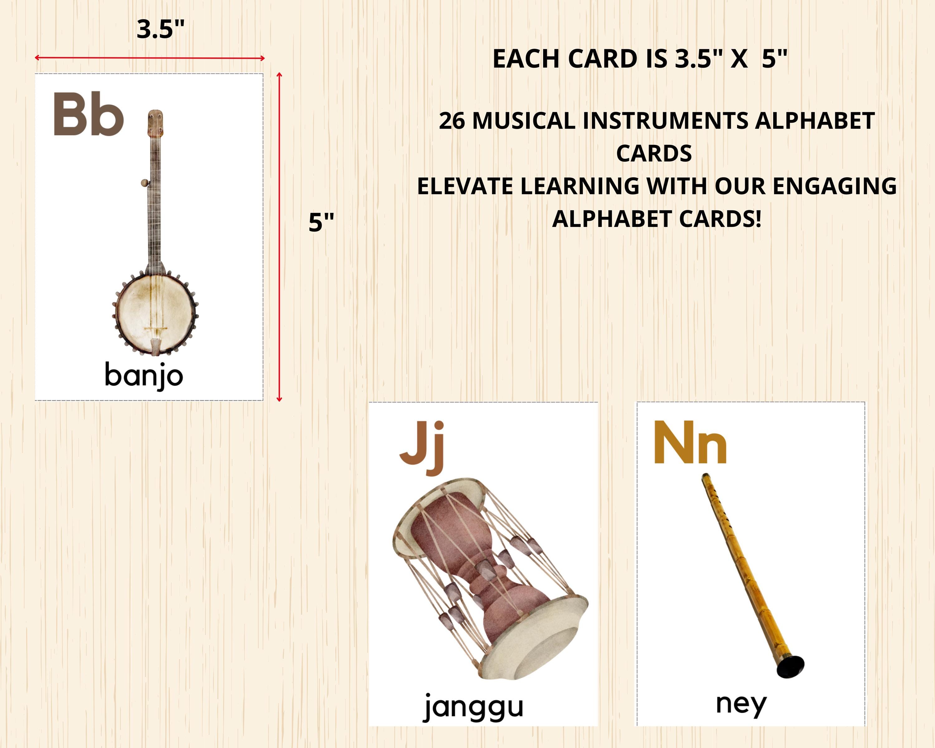 Musical Instruments Alphabet Cards,music Instruments Flashcards,music ...