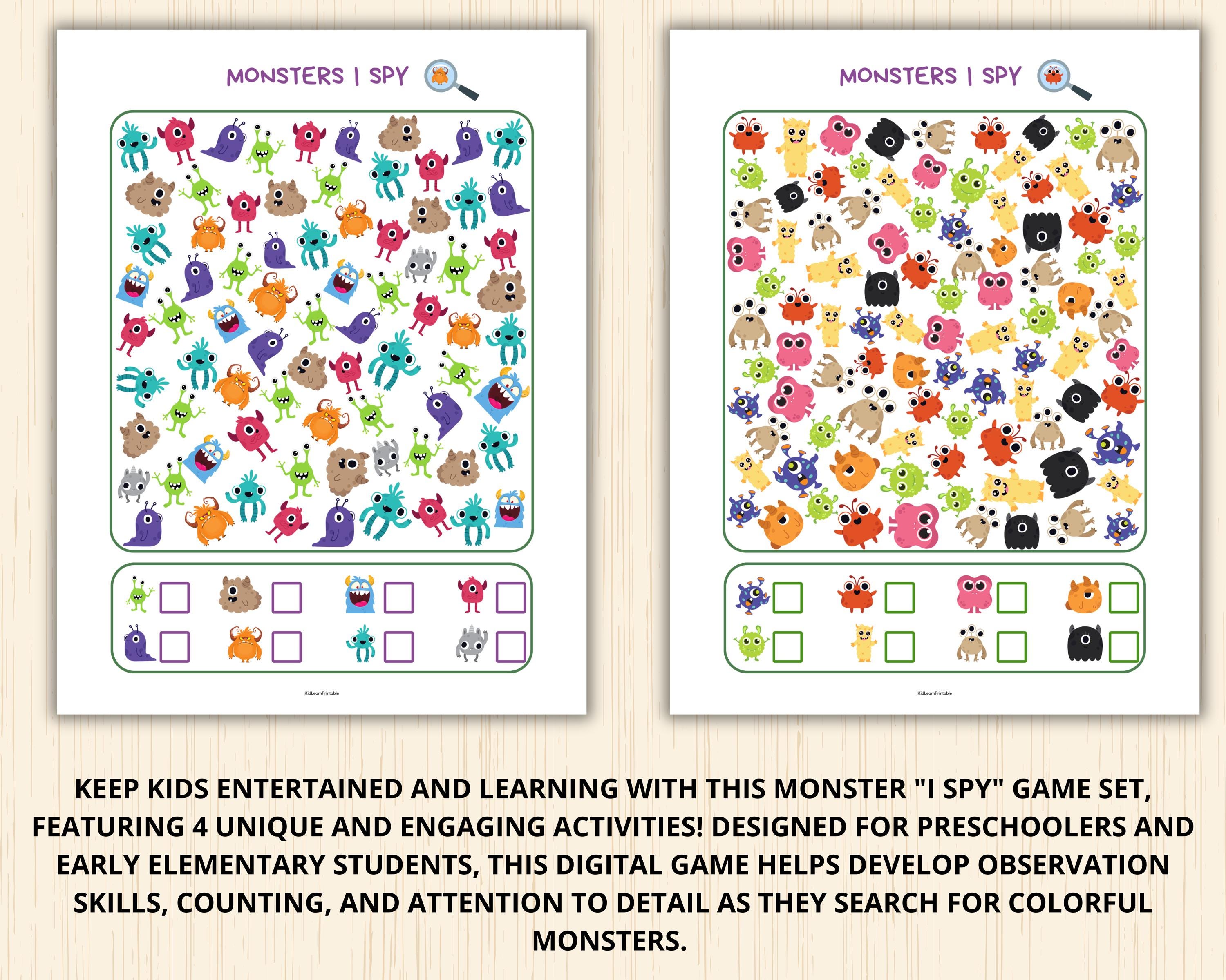 Monsters I Spy Game,monster Counting Activity,monster Halloween Game ...