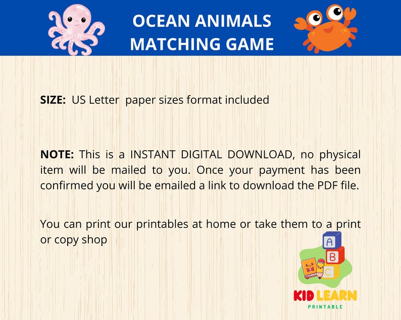 Bilingual Ocean Animals Matching Game: Montessori Cards (digital ...