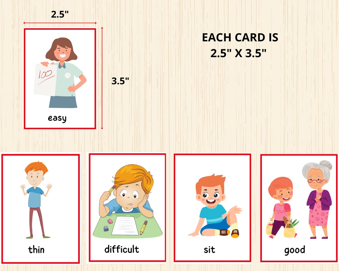 Opposites Matching Flashcards,opposites Flashcards for Kids, Pairing ...