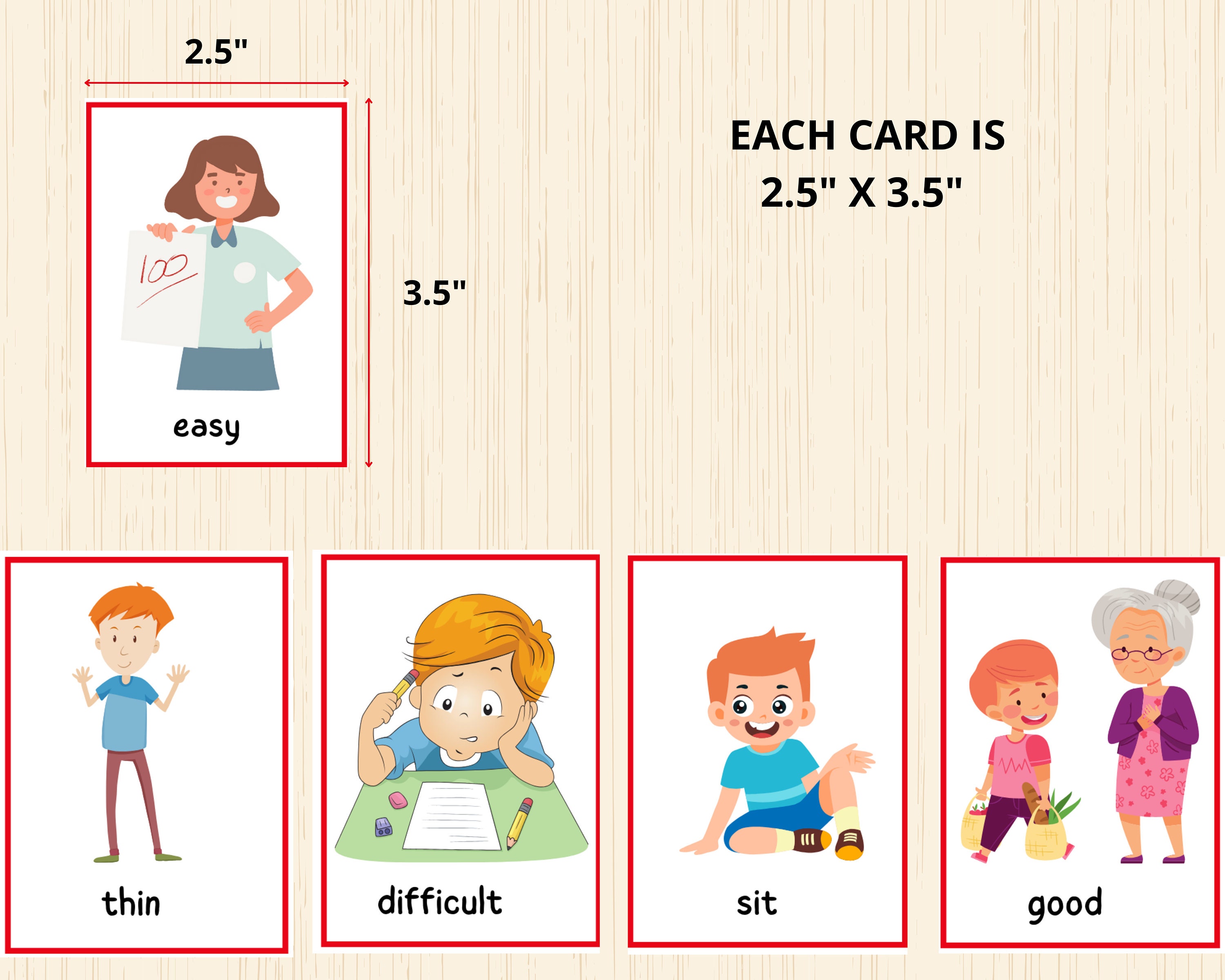 Opposites Matching Flashcards,opposites Flashcards for Kids, Pairing ...