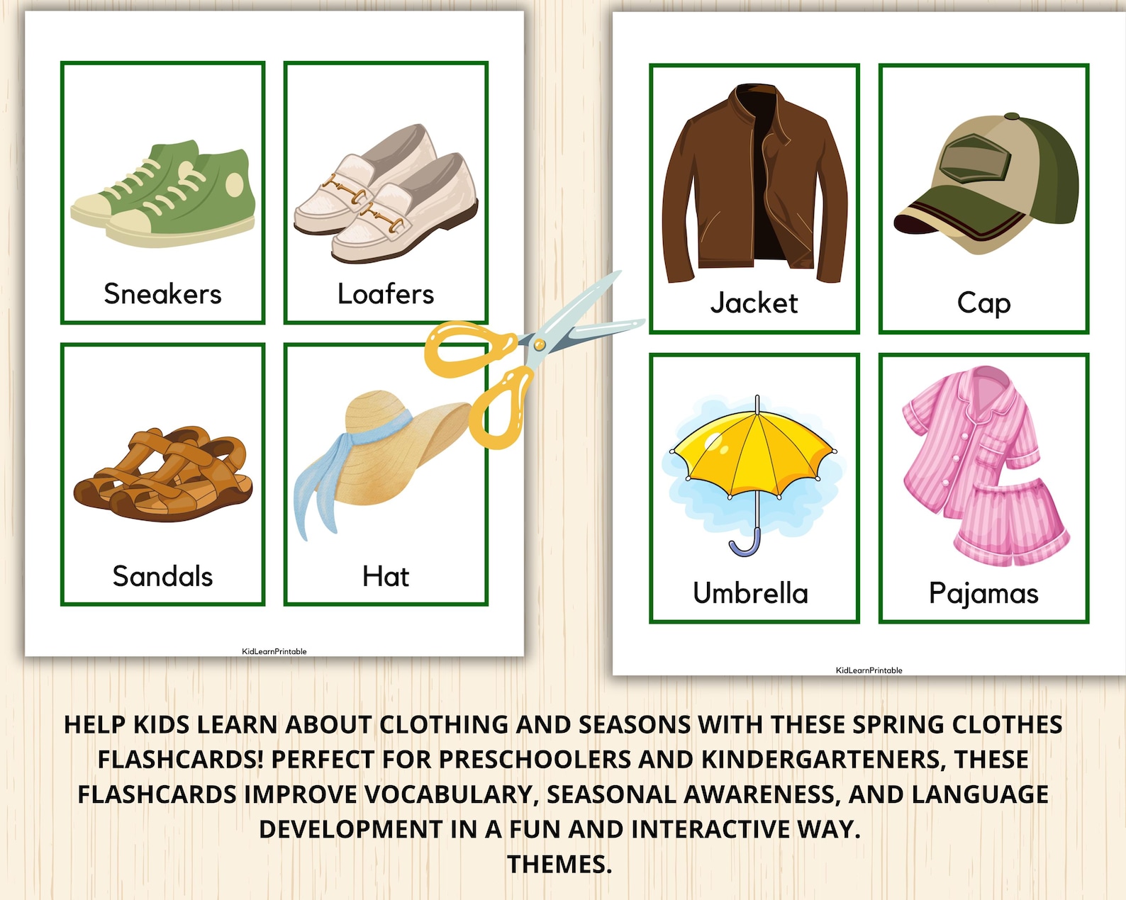 Spring Clothes Flashcards,montessori Clothes,clothing Vocabulary,spring ...