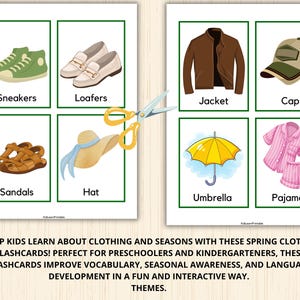 Spring Clothes Flashcards,montessori Clothes,clothing Vocabulary,spring ...