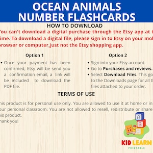 Ocean Number 1-10 Flashcards,sea Animals Number Cards,sea Animals ...