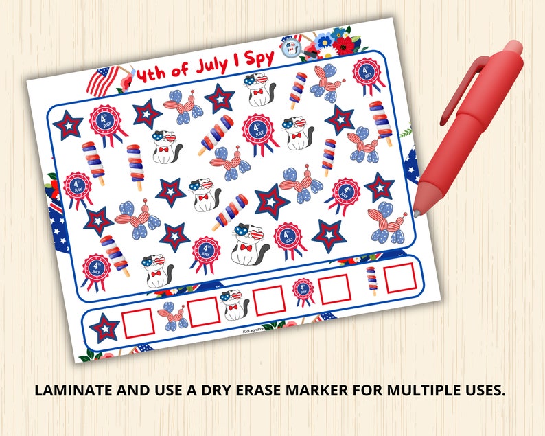 4th of July I Spy,counting Activity,look and Find,summer Preschool ...