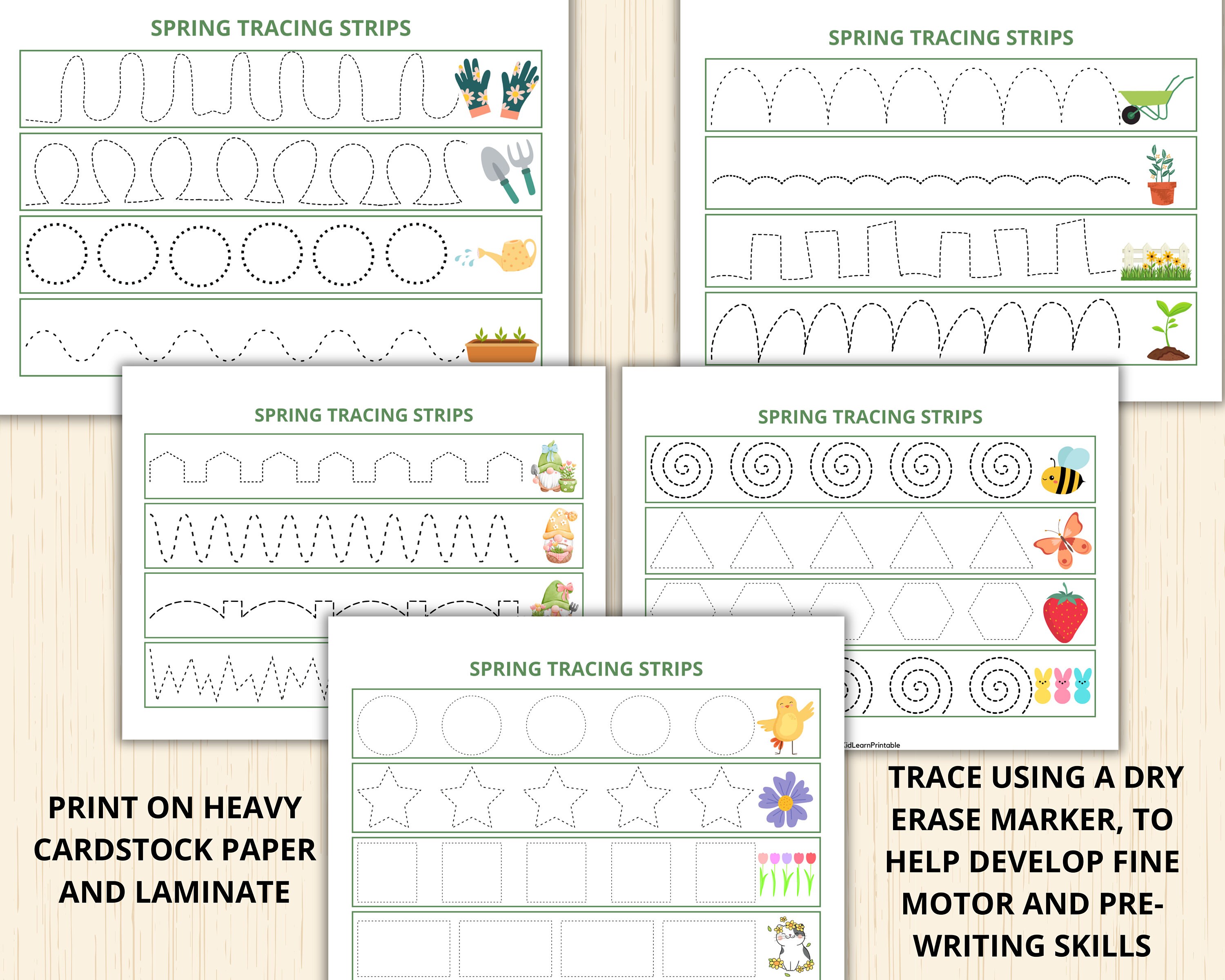 Spring Tracing Practice,tracing Strips,lines Tracing,handwriting Practice,fine Motor Skills ...