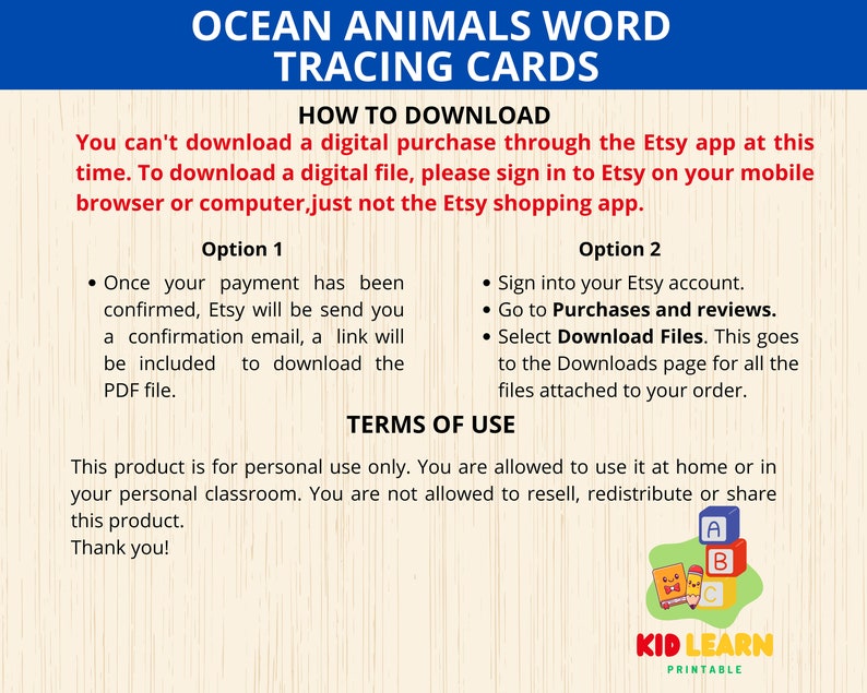Ocean Animals Word Tracing,sea Animals Tracing,sealife Tracing,summer ...