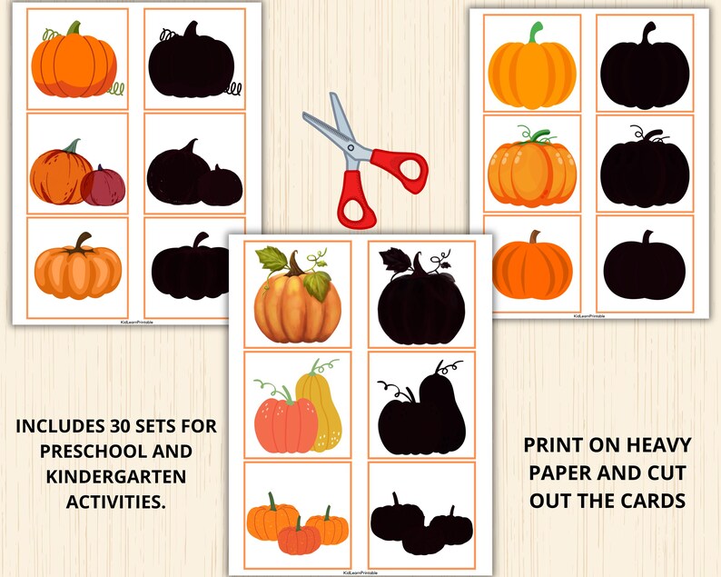 Pumpkin Shadow Matching,pumpkin Montessori,fall Activity Kids,fall ...