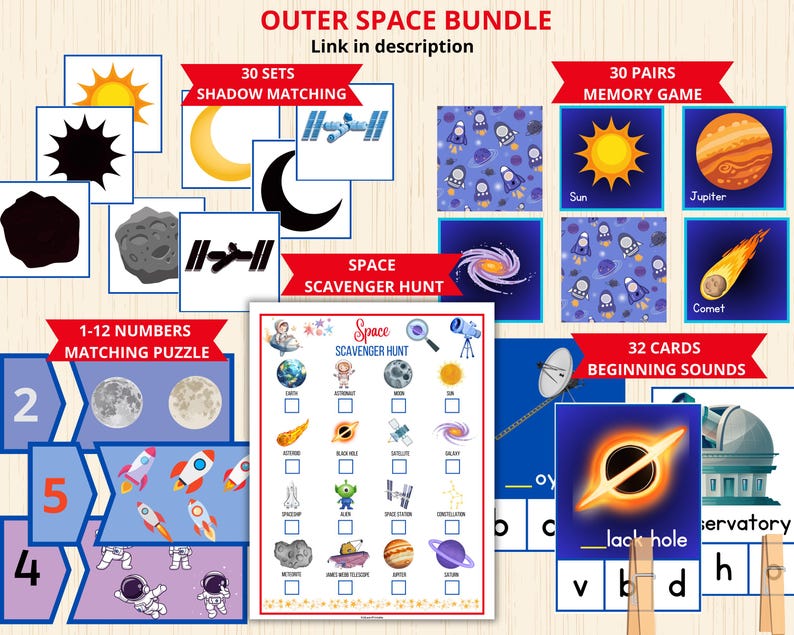 Space Memory Game,outer Space Matching Game,solar System Activity,space ...