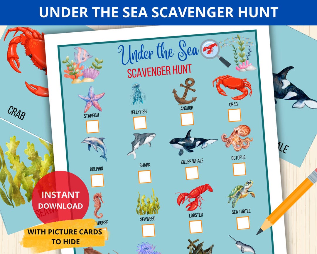Under the Sea Scavenger Hunt,ocean Treasure Hunt,ocean Scavenger Hunt ...