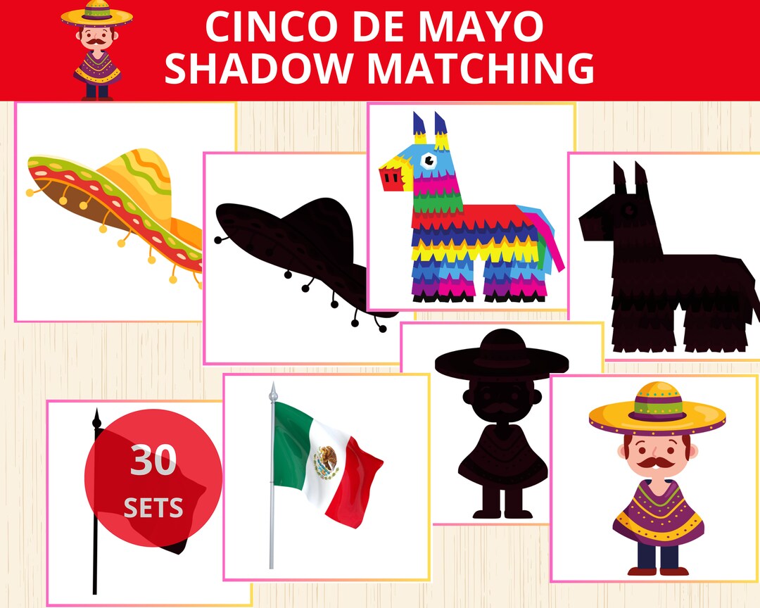 Cinco De Mayo Shadow Matching,cinco De Mayo Flashcards,cinco De Mayo ...