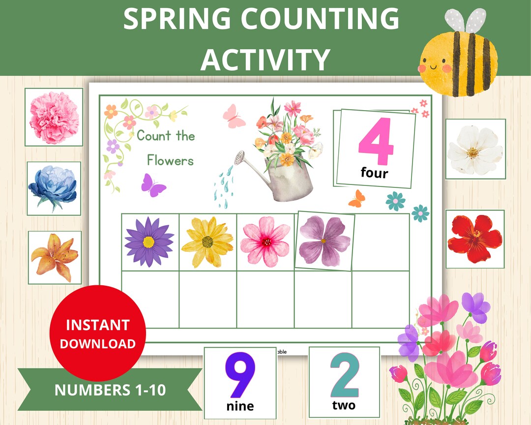 Spring Counting Activity, Numbers 1-10, Count Activities, Kindergarten ...