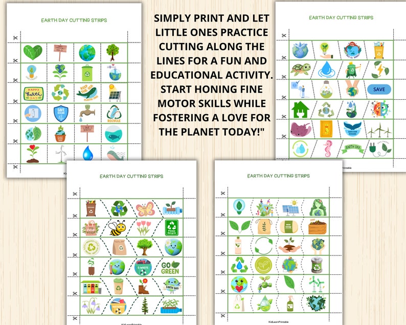 Earth Day Scissor Skills Practice: Spring Cutting Strips (PDF) - Etsy