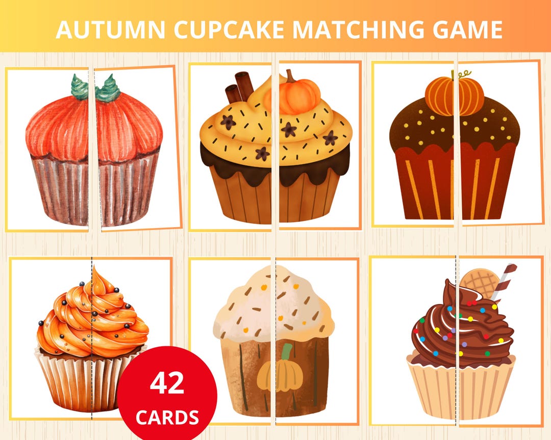 Autumn Cupcake Matching Game,fall Preschool Activities,matching Game ...