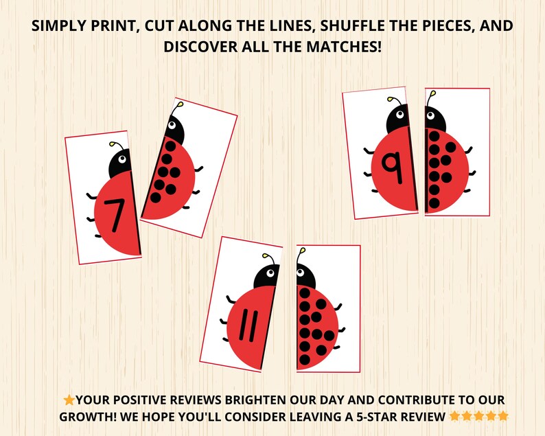 Ladybug Number Match,preschool Math Game,ladybug Puzzle,prek Math ...