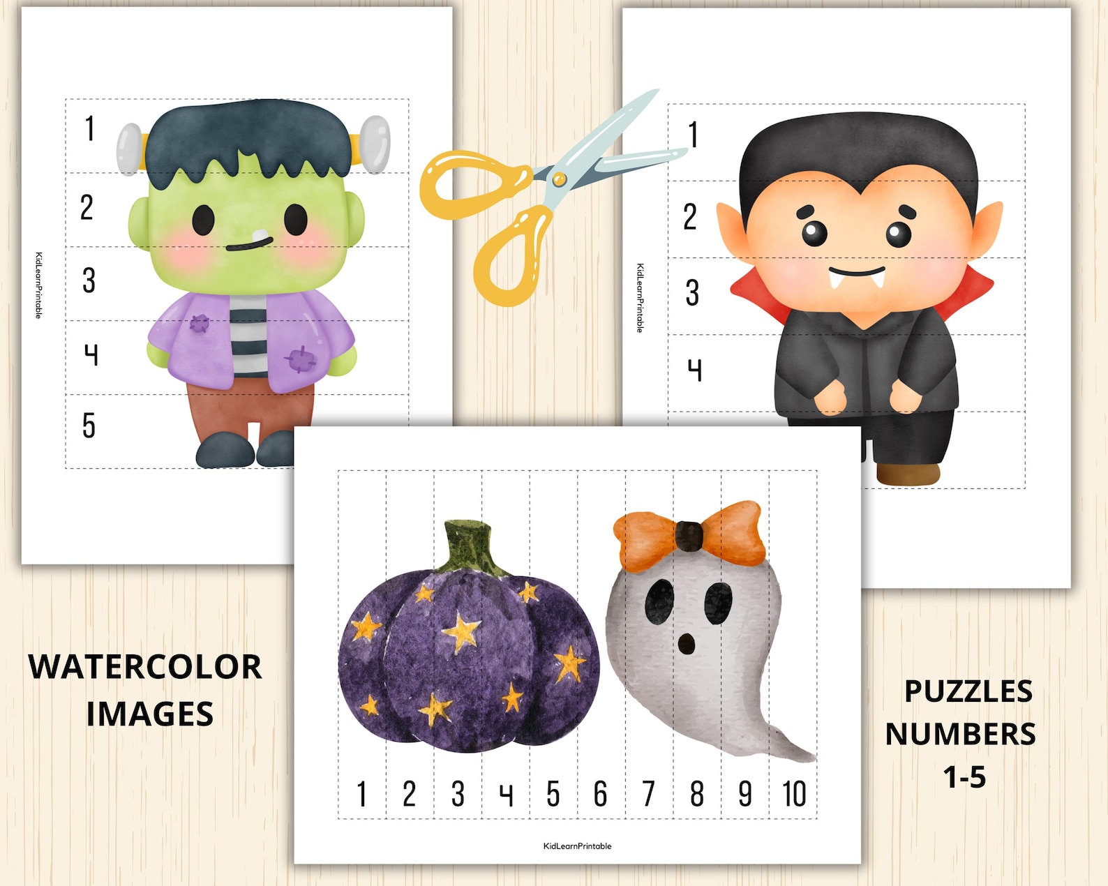 Halloween Number Puzzles,halloween Montessori,halloween Number Sequence ...